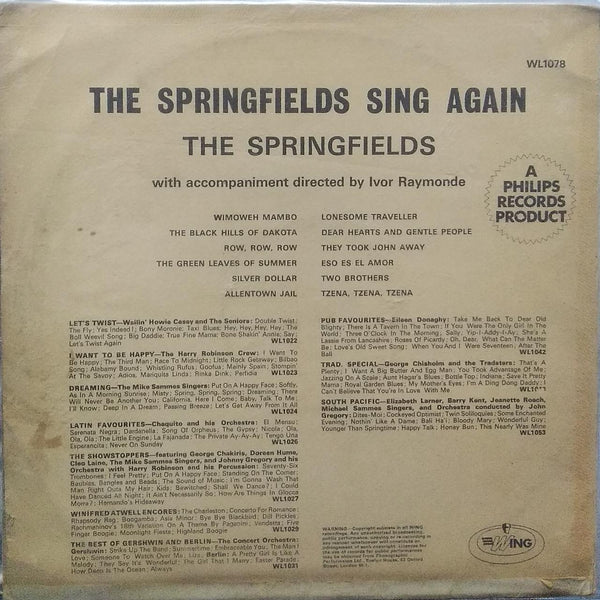 "THE SPRINGFIELDS SING AGAIN THE SPRINGFIELDS" English vinyl LP – BollywoodVinyl