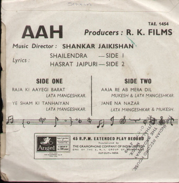 Buy Aah lp record india EP online at Bollywoodvinyl.in – BollywoodVinyl