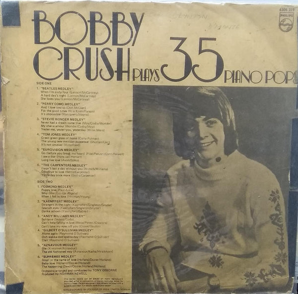 "BOBBY CRUSH PLAYS 35 PIANO POPS" English vinyl LP – BollywoodVinyl