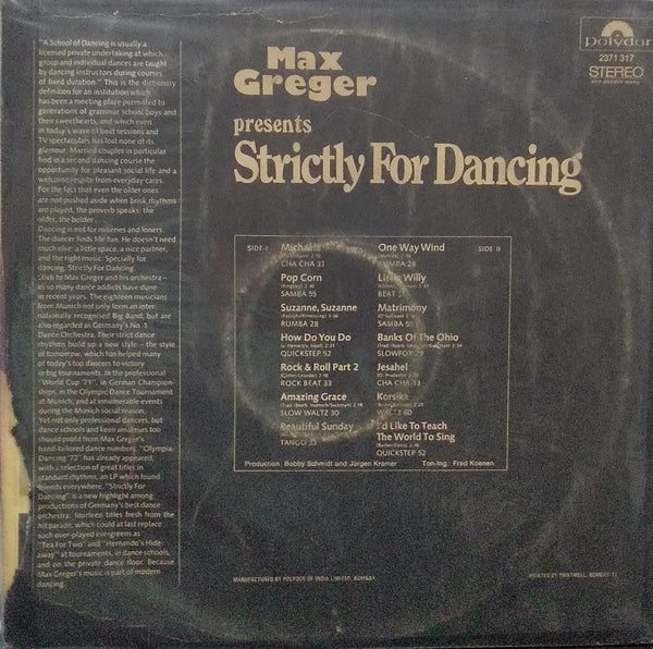 "MAX GREGER STRICTLY FOR DANCING" English vinyl LP – BollywoodVinyl