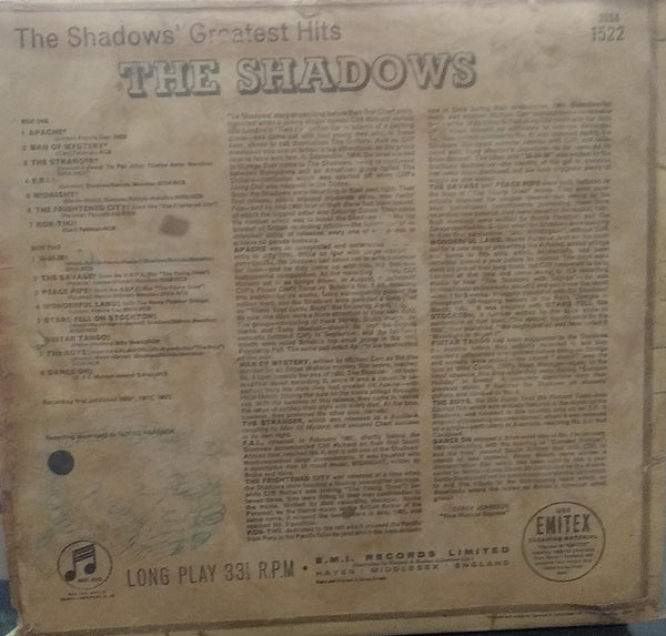 "THE SHADOWS GREATEST HITS" English vinyl LP – BollywoodVinyl