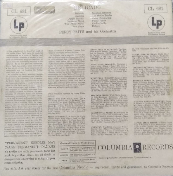 "DELICADO PERCY FAITH AND HIS ORCHESTRA" English vinyl LP – BollywoodVinyl